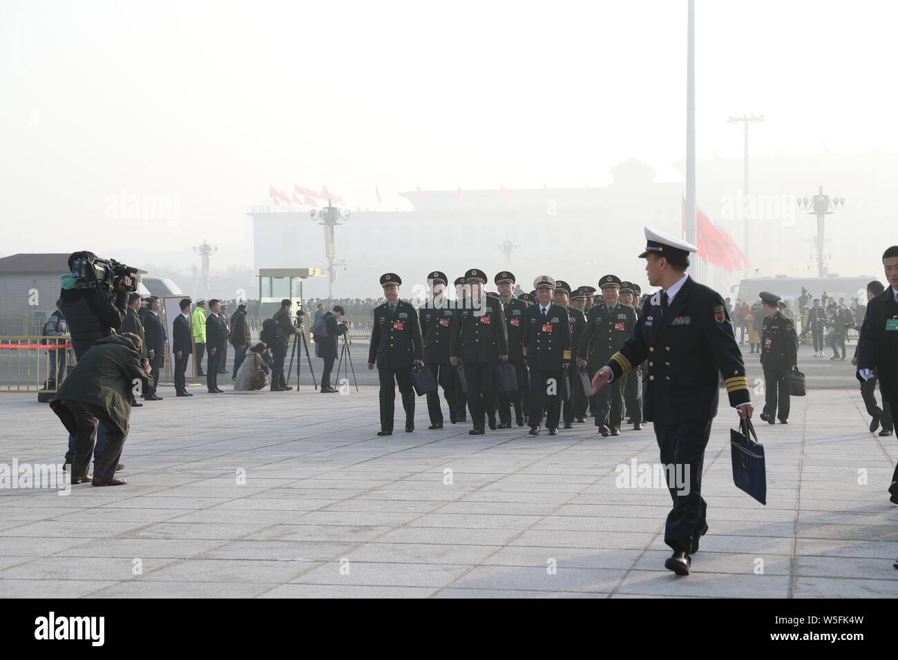 Chinese PLA (Peoples Liberation Army) soldiers arrive at the Great Hall ...