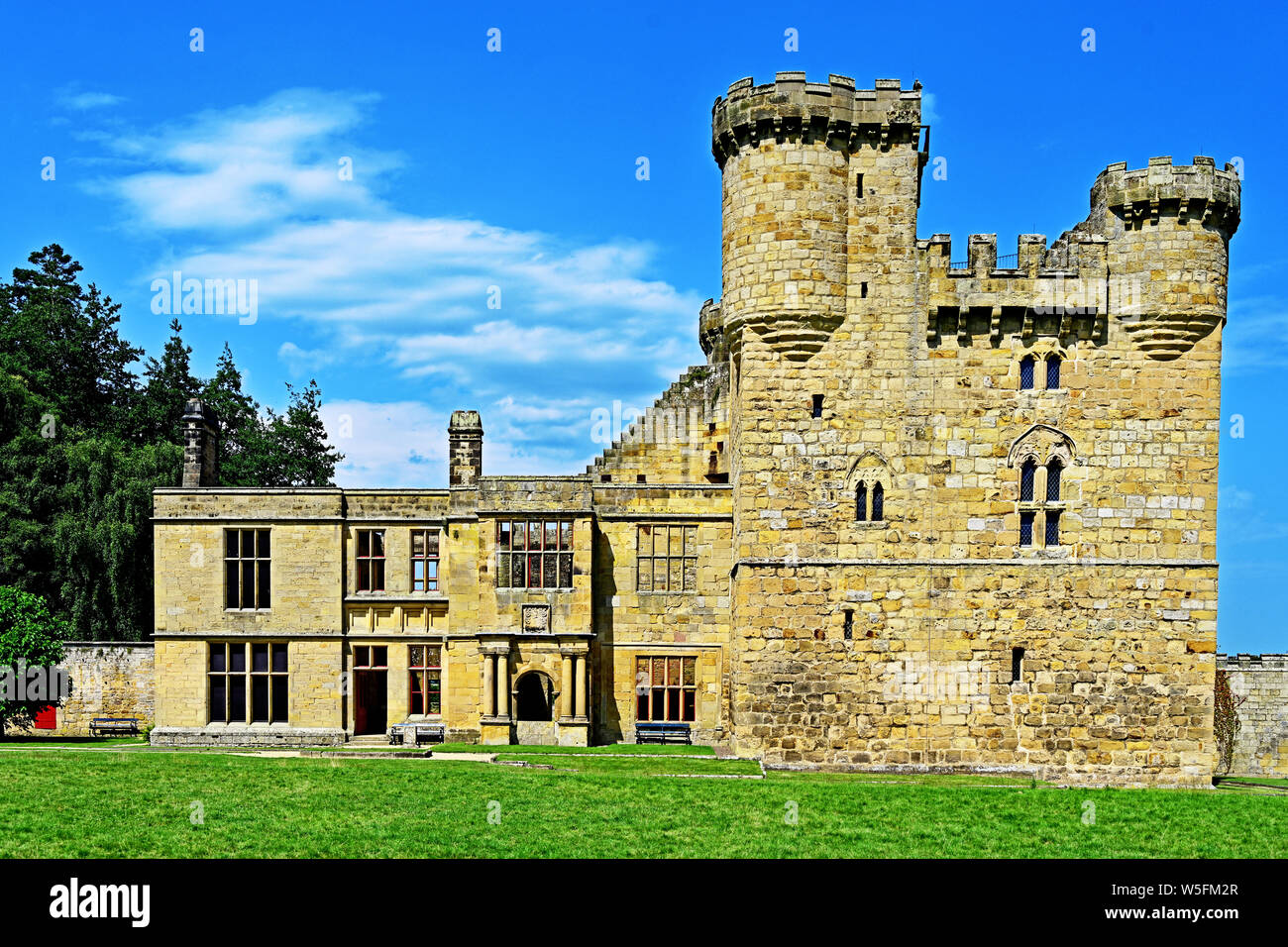 English Heritage Belsay Castle and grounds Northumberland Stock Photo ...