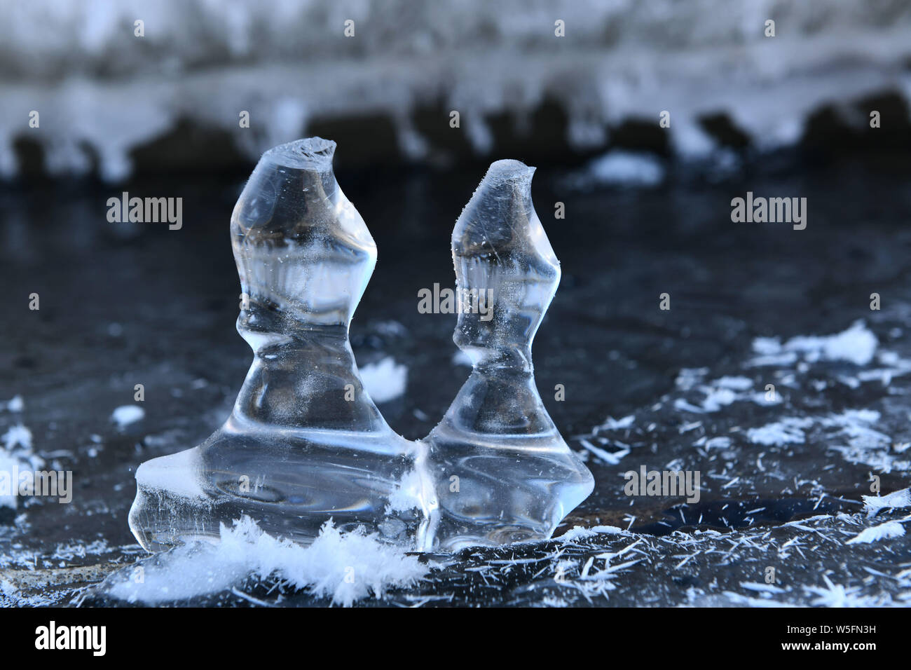 A snowy landscape of the scenic area of Zhadun River covered with snow ...