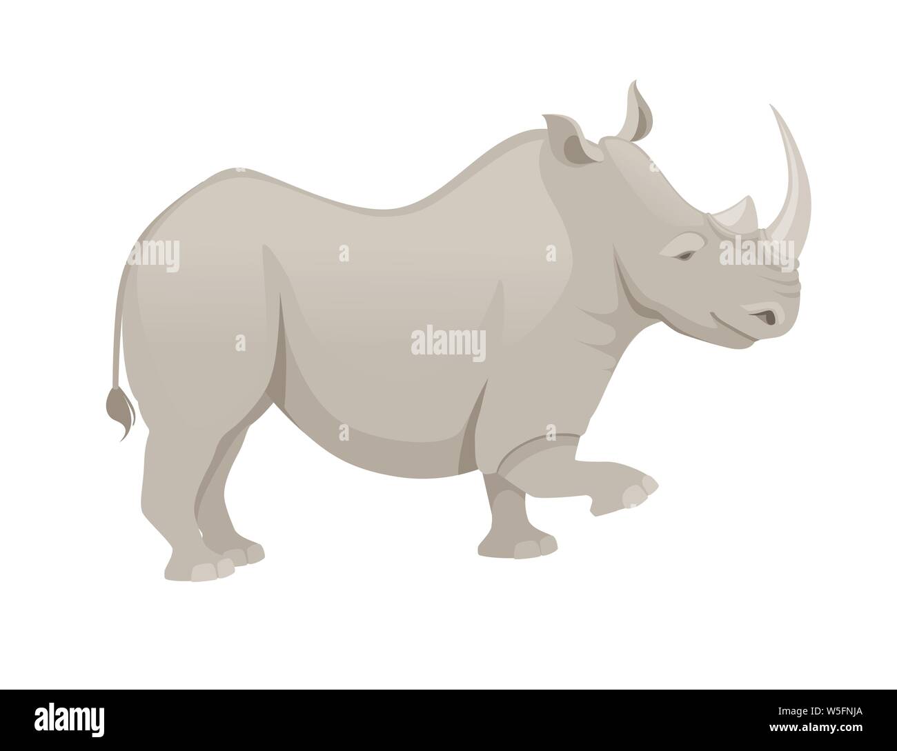 African rhinoceros side view cartoon animal design flat vector ...