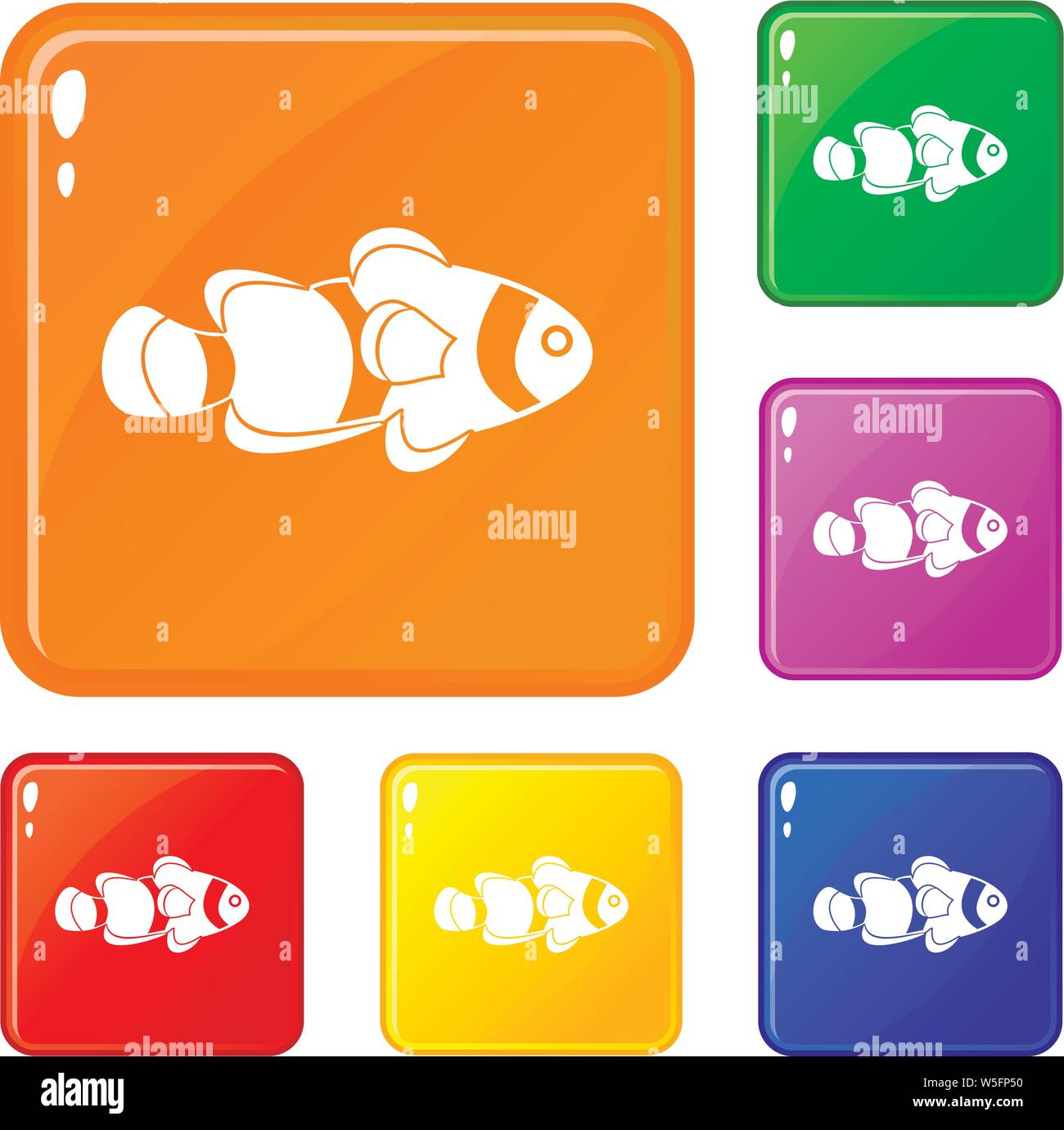 Fish clown icons set vector color Stock Vector Image & Art - Alamy