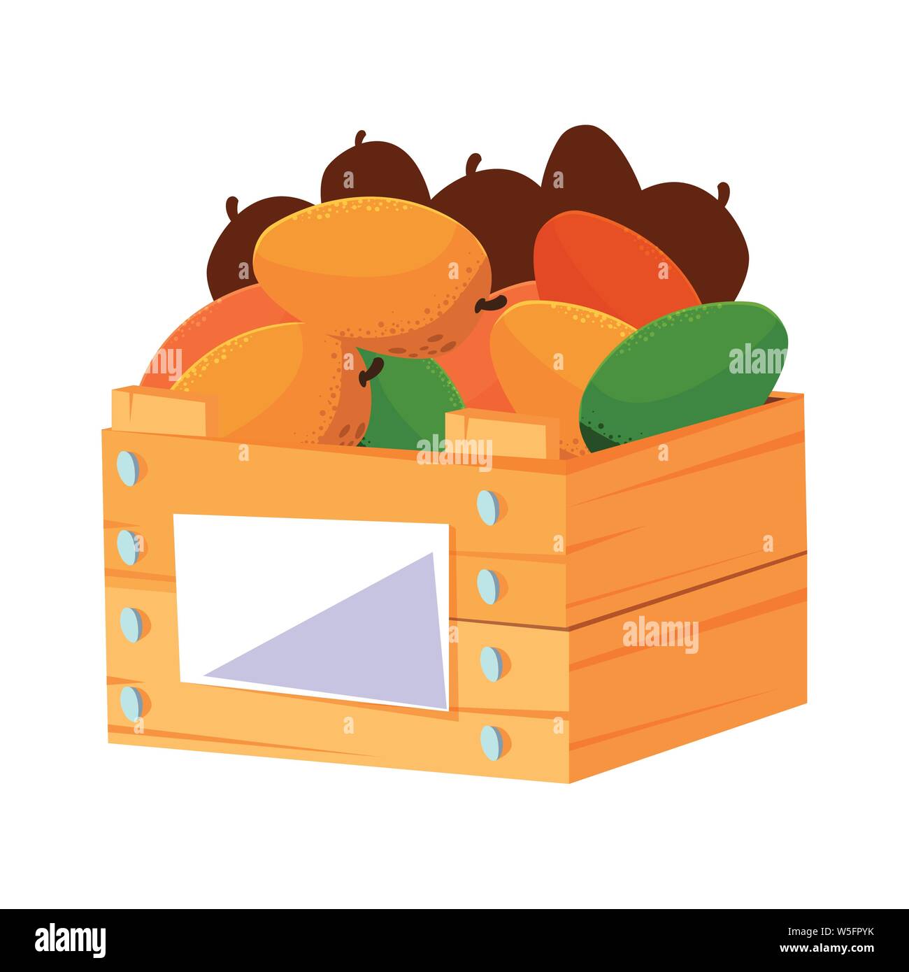 Mangoes in wooden basket Stock Vector Images - Alamy