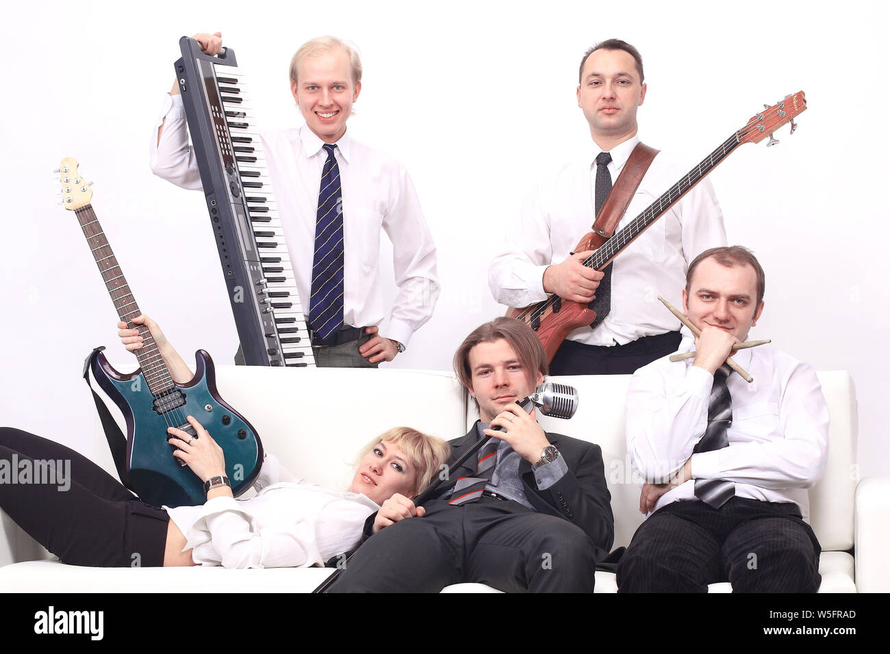 Band of musicians with instruments. isolated on white background Stock ...