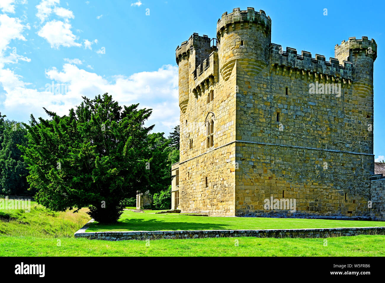 English Heritage Belsay Castle and grounds Northumberland Stock Photo ...