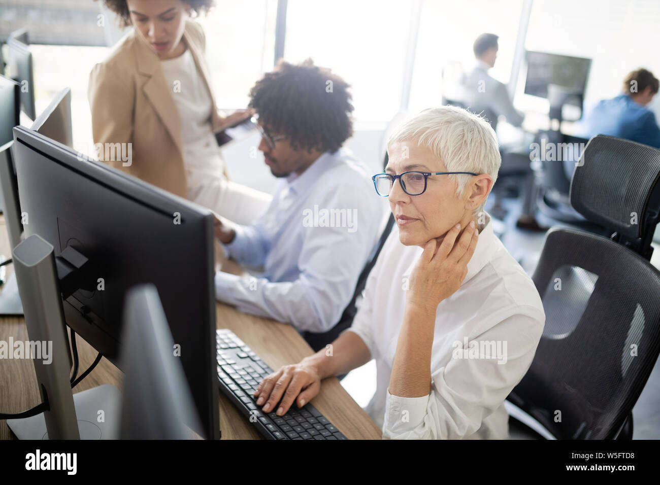 Group of unsuccessful business people and badly managed company leads ...