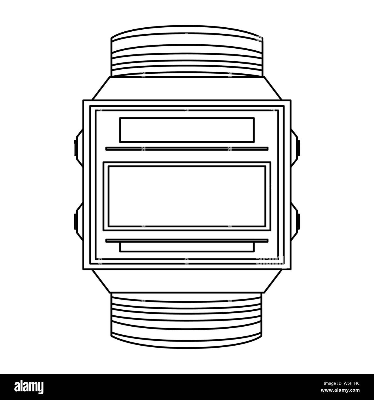 time clock watch alarm cartoon in black and white Stock Vector Image ...