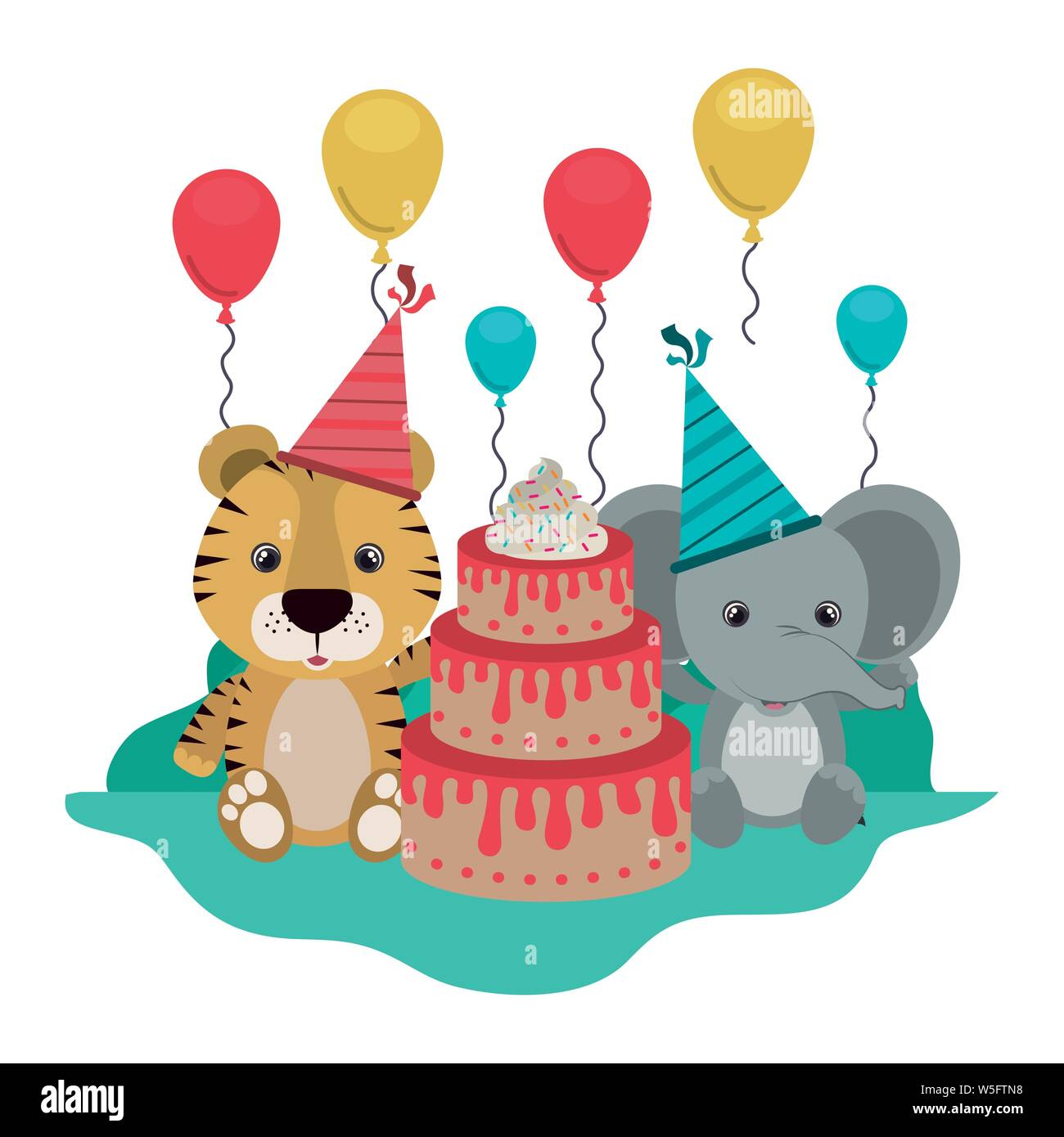 card of celebration with animals Stock Vector Image & Art - Alamy