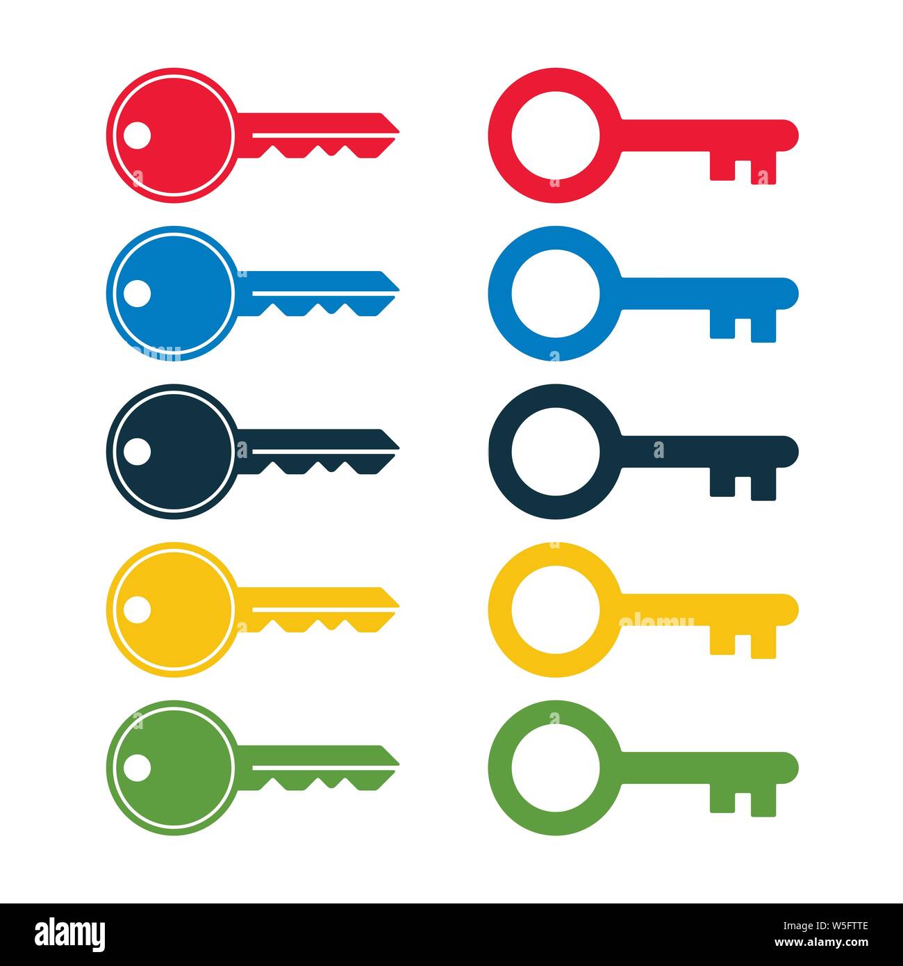 Colorful keys on white background. Isolated key icons Stock Vector ...
