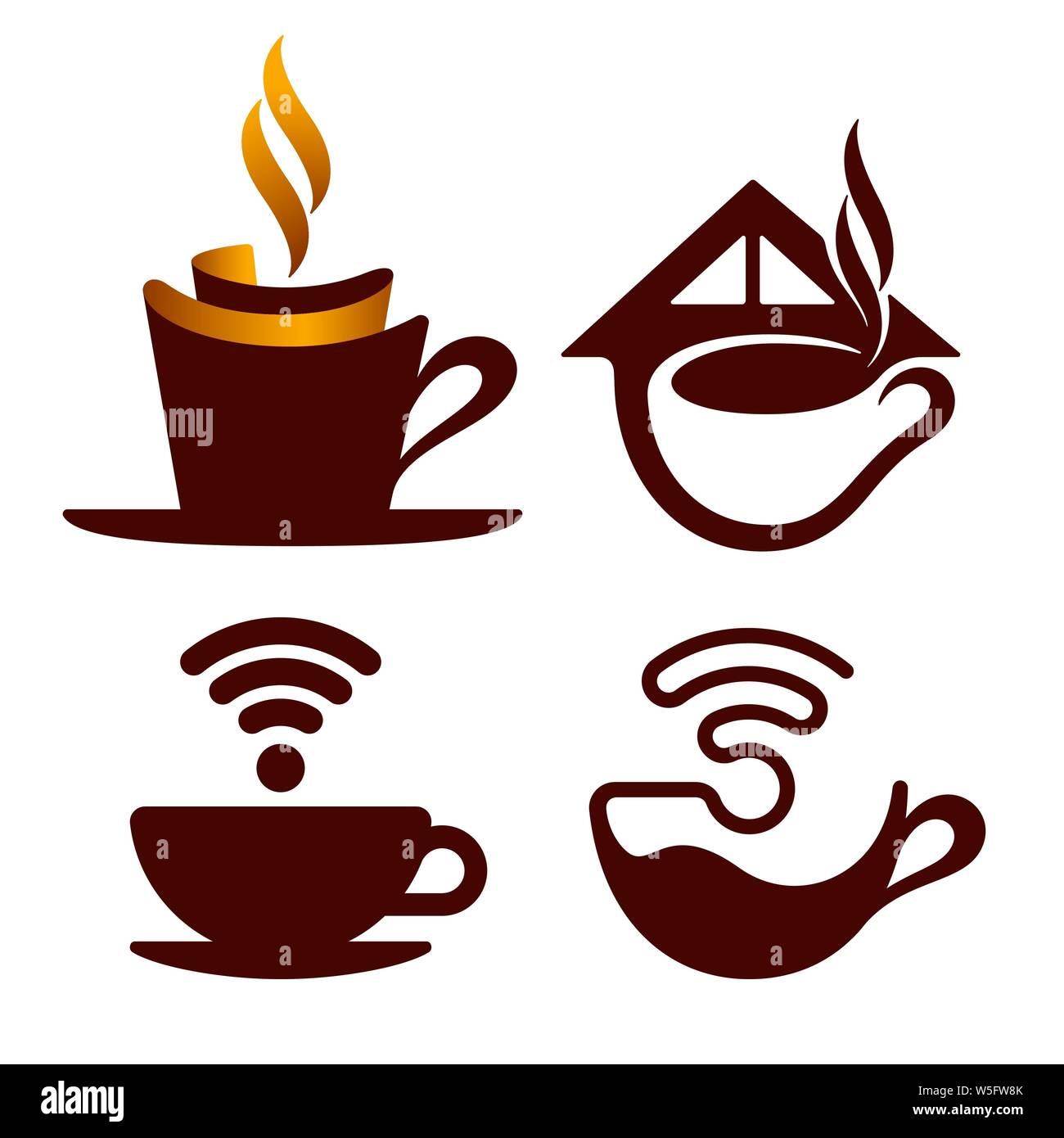 Coffee icons on white background. Coffee shop icons design Stock Vector ...