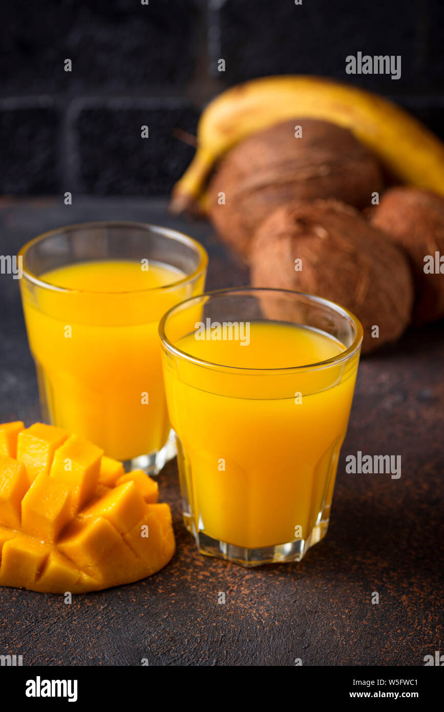 Fresh tropical mix fruit juice Stock Photo - Alamy