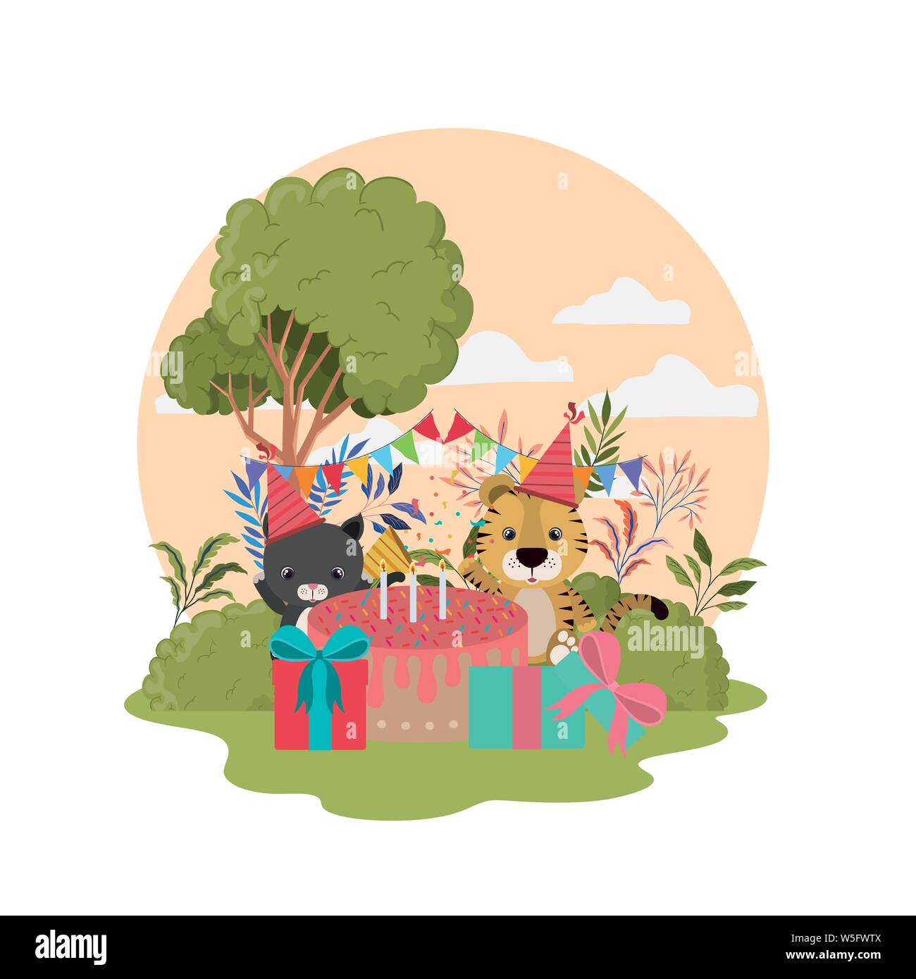 card of celebration with animals Stock Vector Image & Art - Alamy