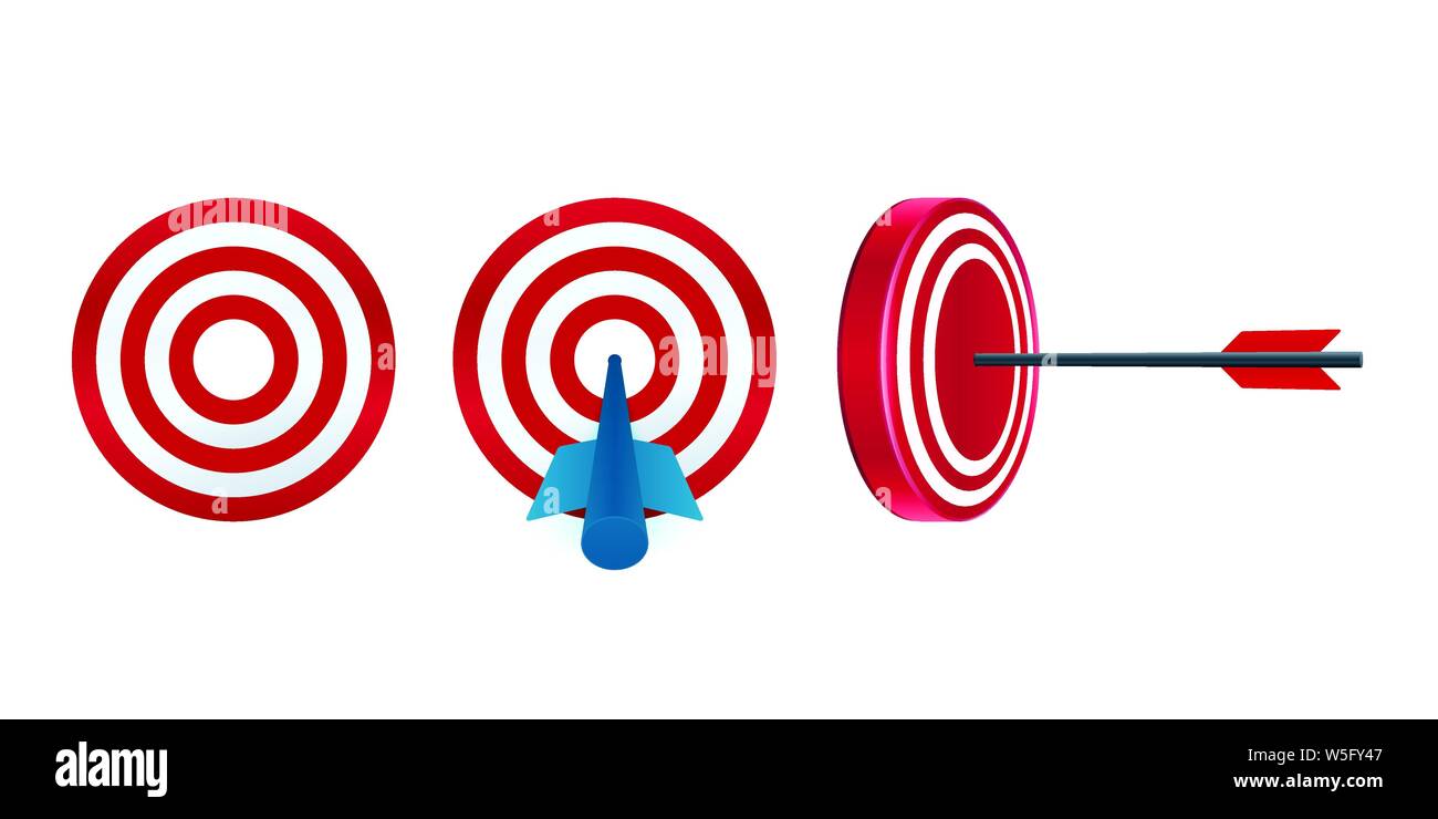 Target vector icons on white background. Arrow reached target Stock ...