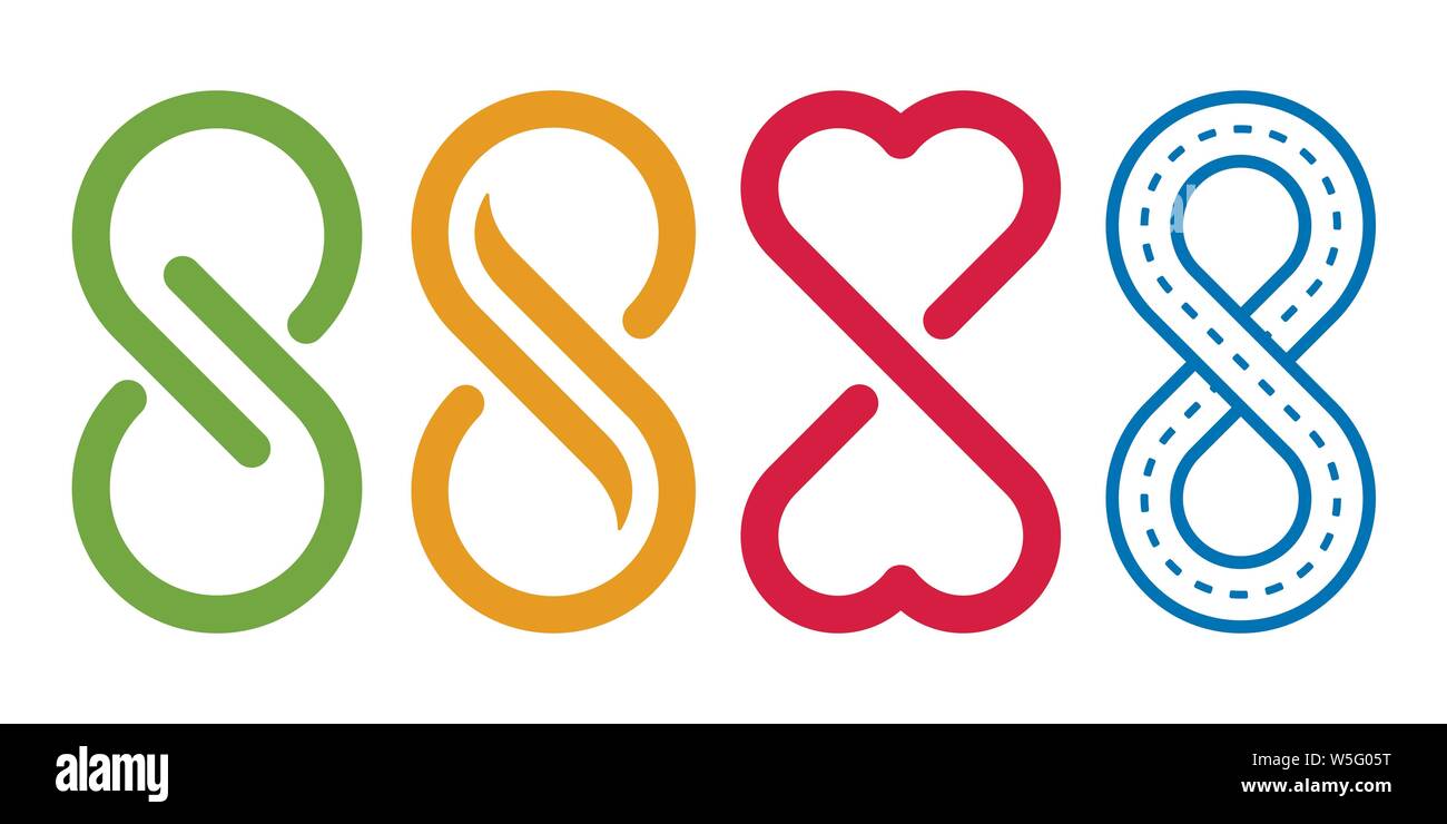 Infinity icons on white background. Various eternity symbols design ...