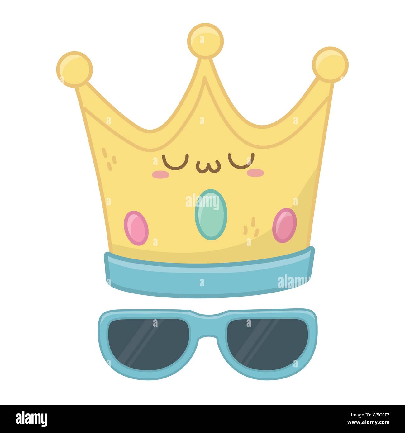 Crown cartoon design, Kawaii expression cute character funny and ...