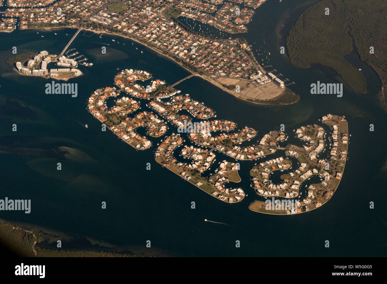 Aerial view of Paradise Point Beach north of Surfers Paradise, on the ...