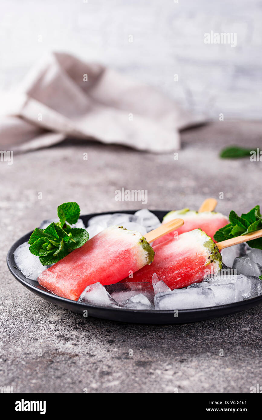 Homemade popsicles in shape of watermelon Stock Photo - Alamy