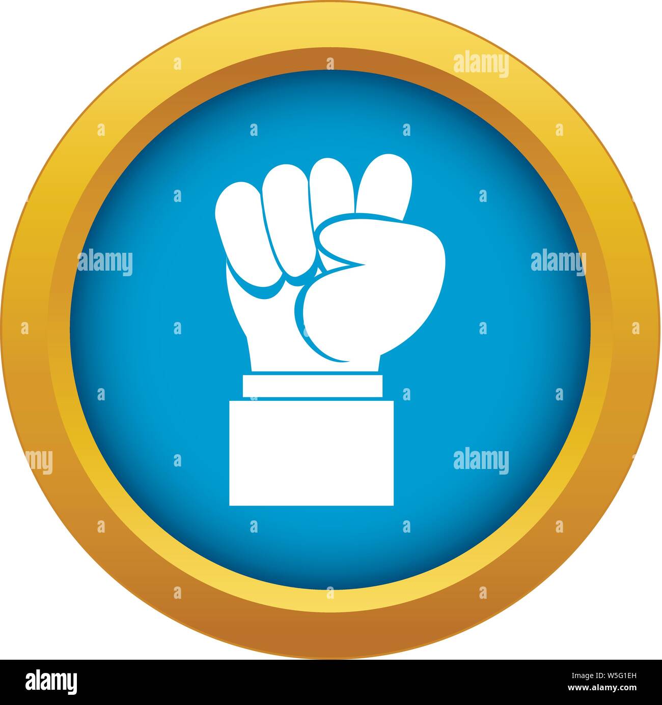Raised up clenched male fist icon blue vector isolated Stock Vector ...