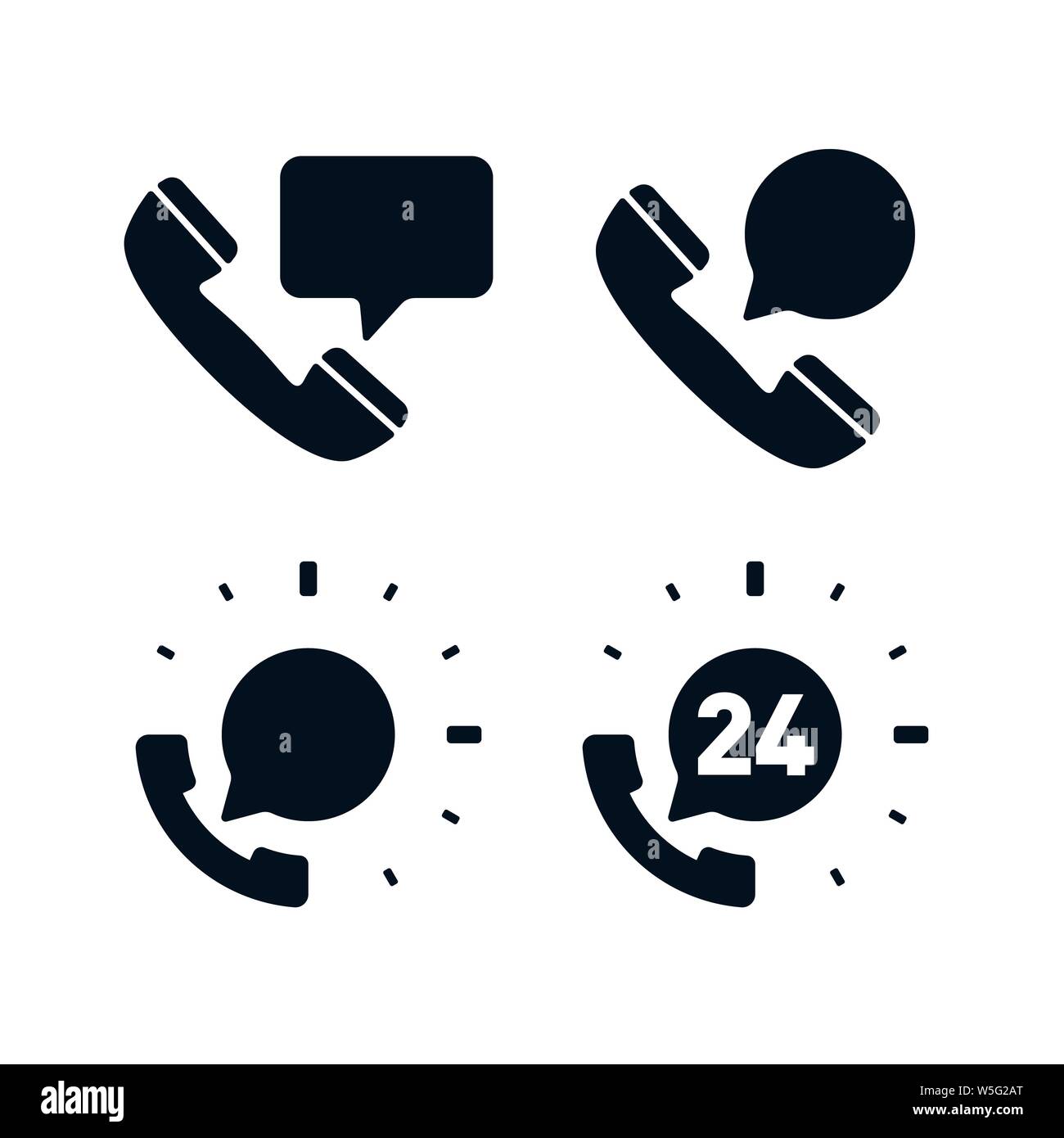 Support phones with speech bubbles on white background. Flat vector ...