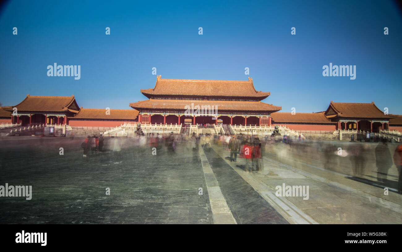 A view of the Palace Museum, also known as the Forbidden City, in ...