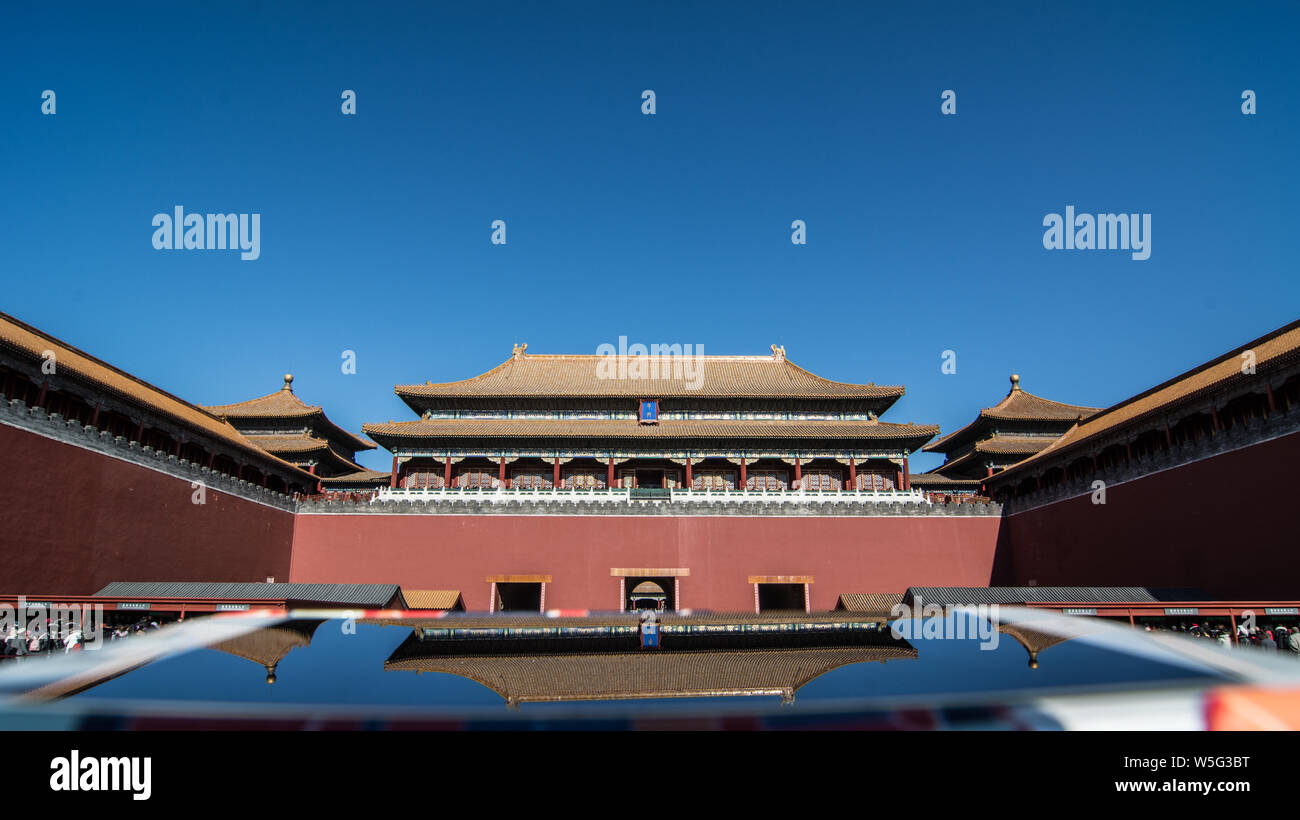 A view of the Palace Museum, also known as the Forbidden City, in ...