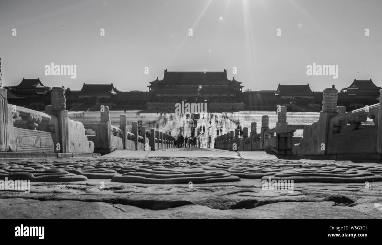 A view of the Palace Museum, also known as the Forbidden City, in ...