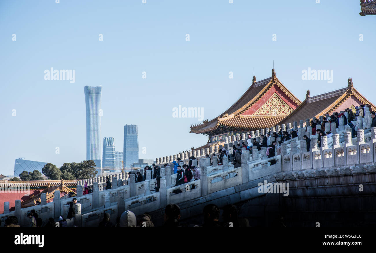 A view of the Palace Museum, also known as the Forbidden City, in ...