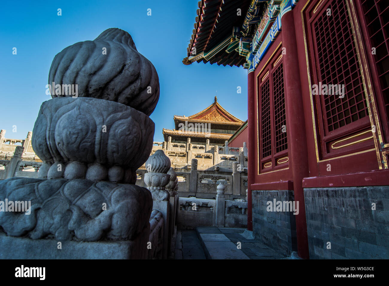 A view of the Palace Museum, also known as the Forbidden City, in ...