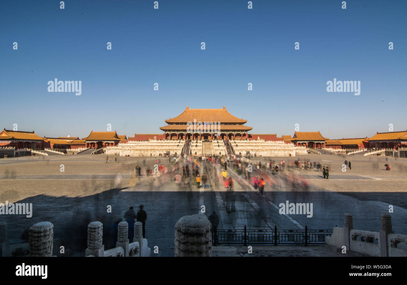 A view of the Palace Museum, also known as the Forbidden City, in ...