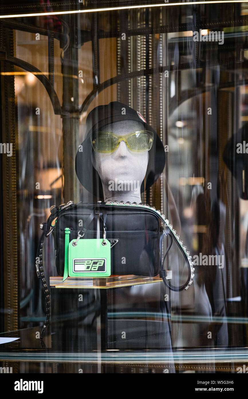 Milan, Italy - September 21, 2018: Prada store in Milan. Montenapoleone ...