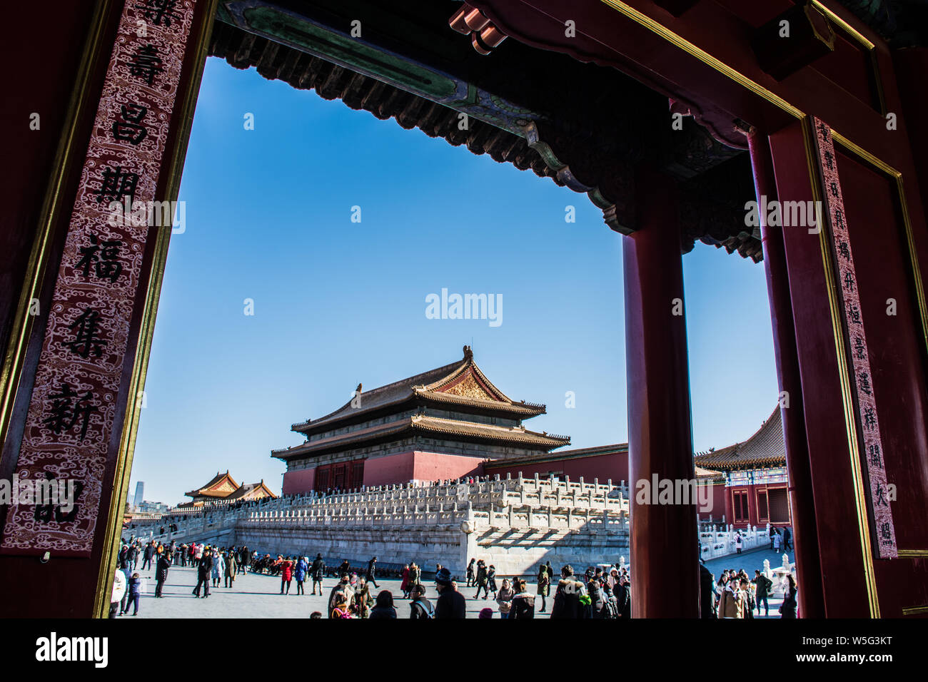 A view of the Palace Museum, also known as the Forbidden City, in ...
