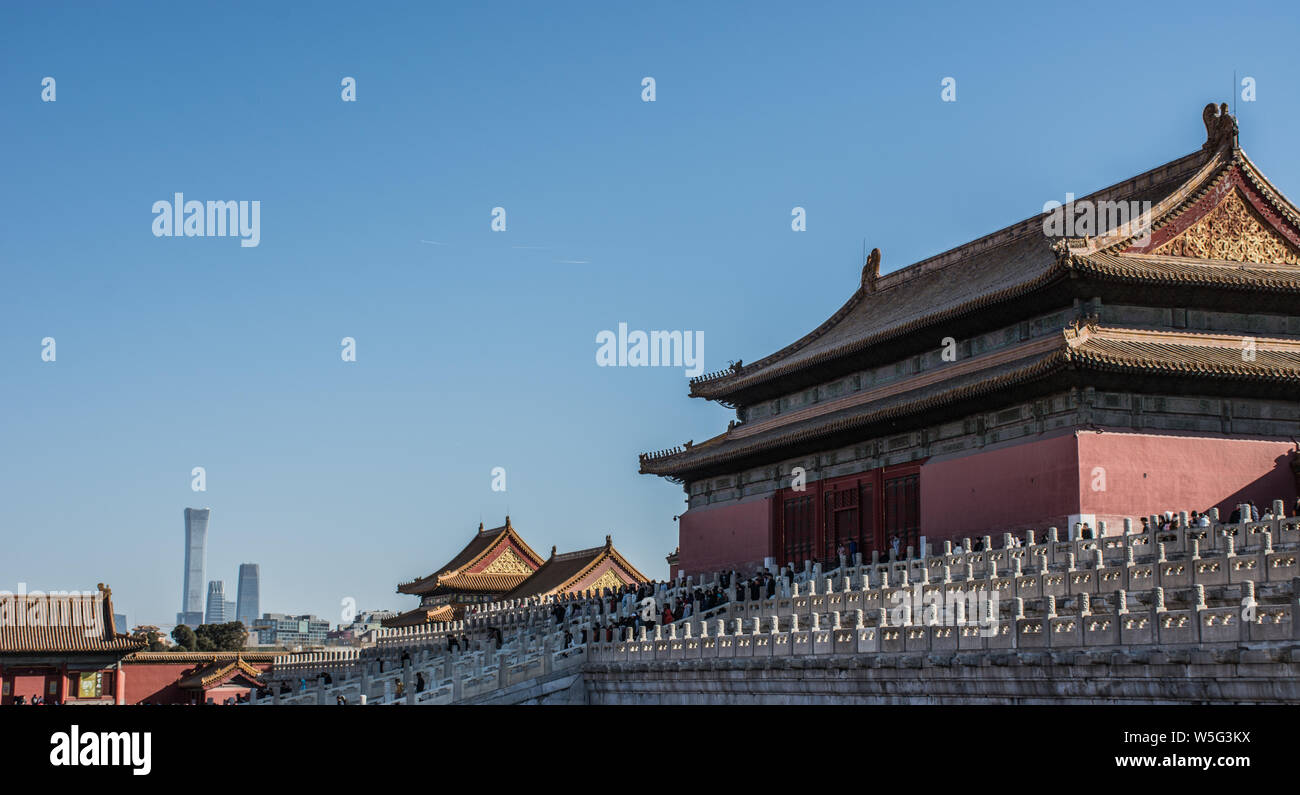 A view of the Palace Museum, also known as the Forbidden City, in ...