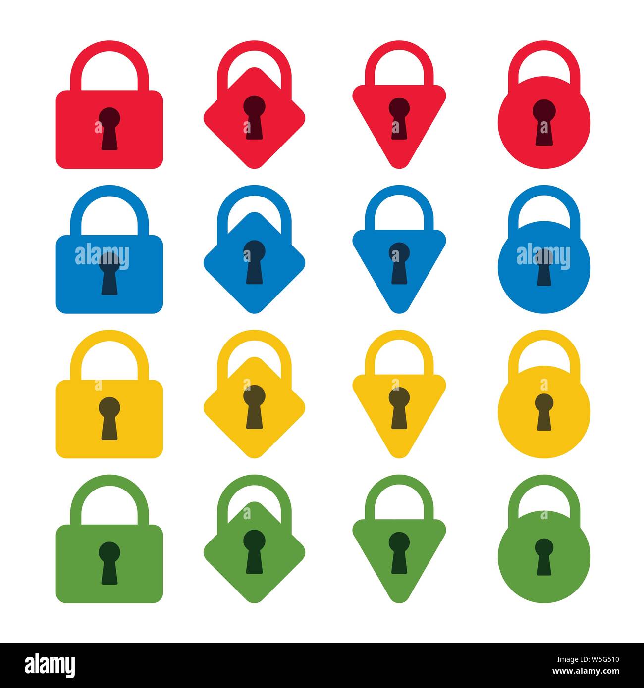 Square, diamond shaped, triangular and round lock symbols. Security ...