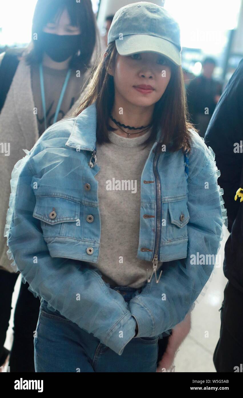 Taiwanese singer Jolin Tsai arrives at the Beijing Capital ...