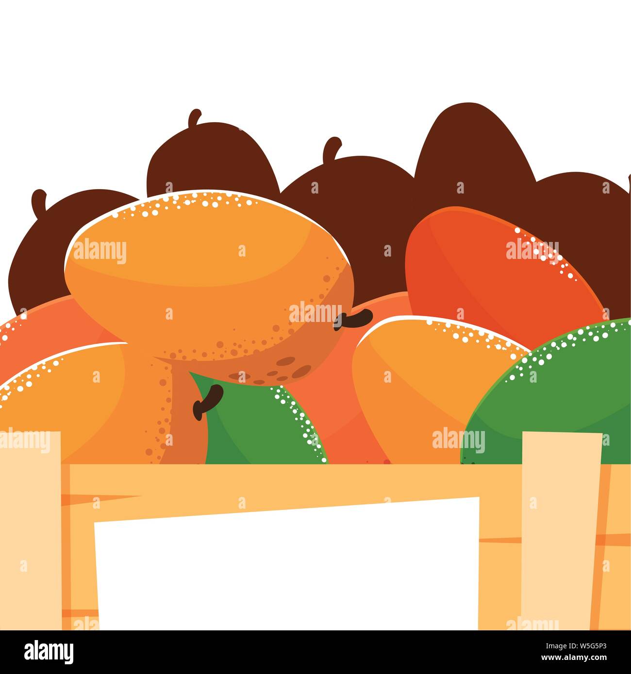 fresh fruits mangoes in wooden basket vector illustration Stock Vector ...