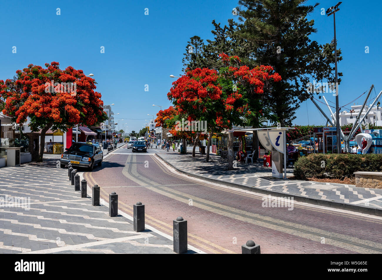 Protaras main street, Protaras, Cyprus Stock Photo - Alamy