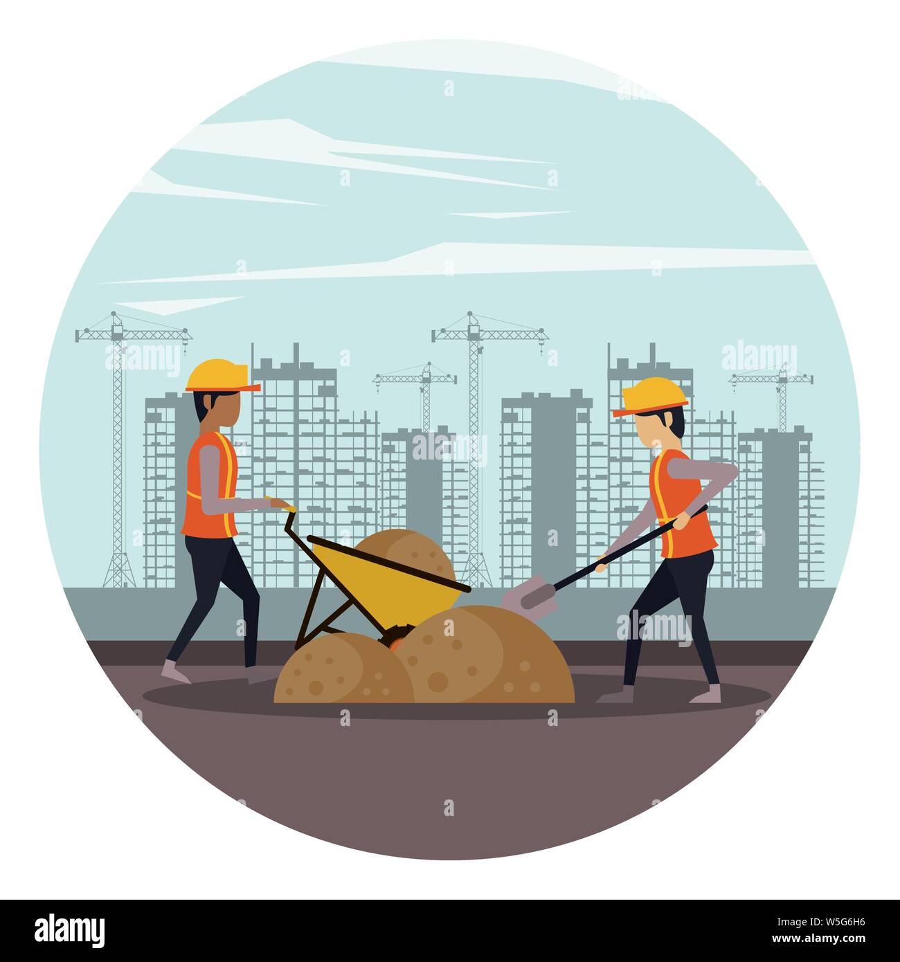 Under construction zone with workers Stock Vector Image & Art - Alamy