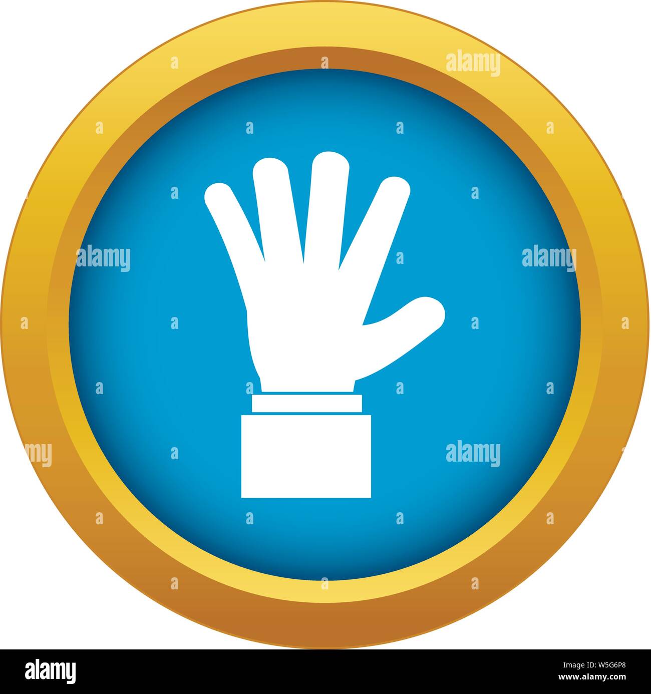 Hand showing five fingers icon blue vector isolated Stock Vector Image ...