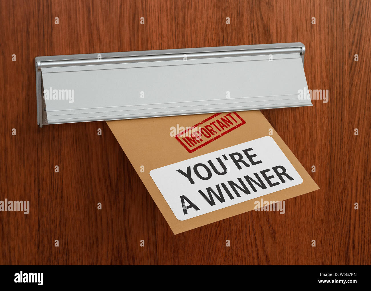 A letter with the label You are a winner Stock Photo - Alamy