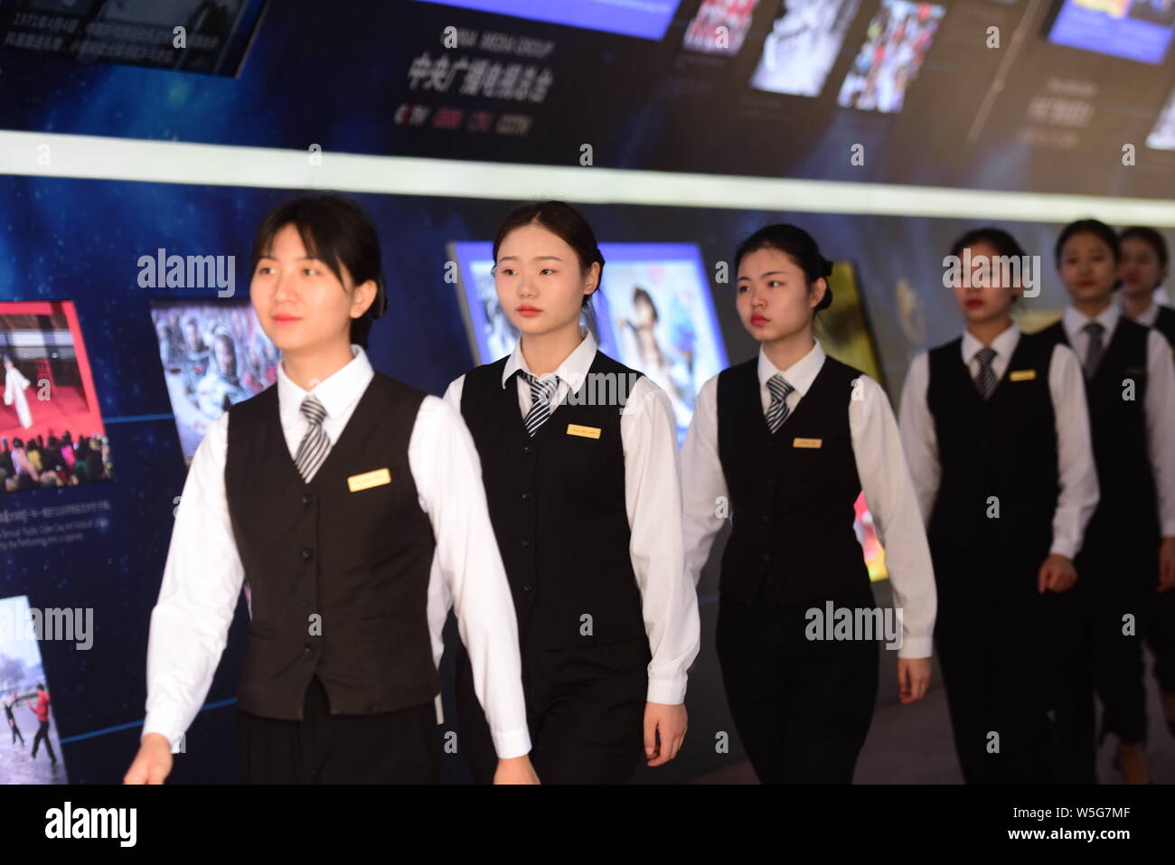 A Chinese worker prepares at the BFA International Convention Center ...