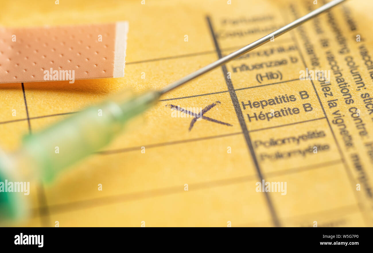 International certificate of vaccination - Hepatitis B Stock Photo - Alamy