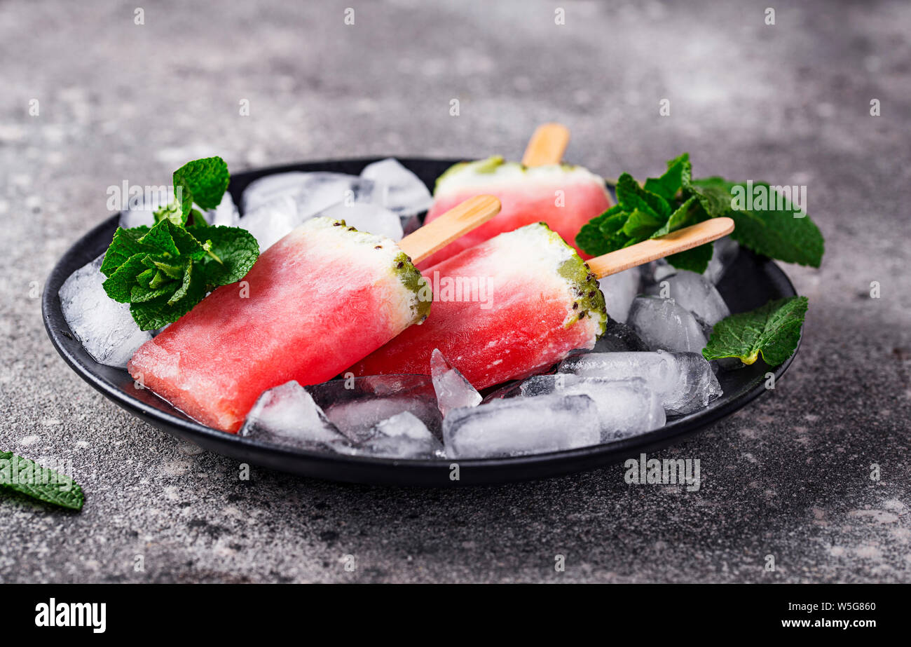 Homemade popsicles in shape of watermelon Stock Photo - Alamy