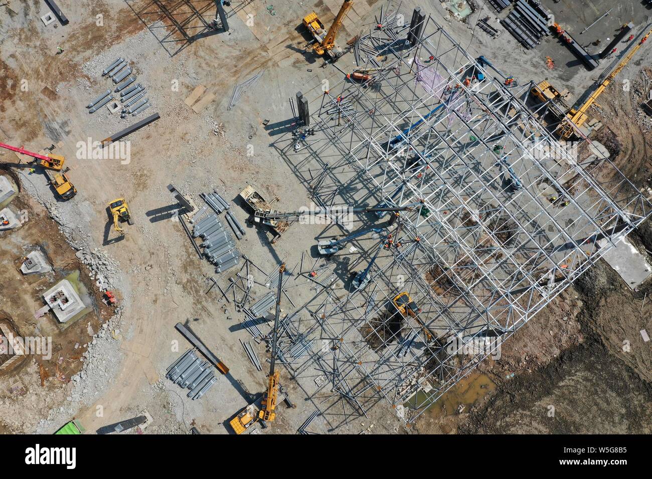 The Tesla Shanghai Gigafactory is under construction in Lingang ...