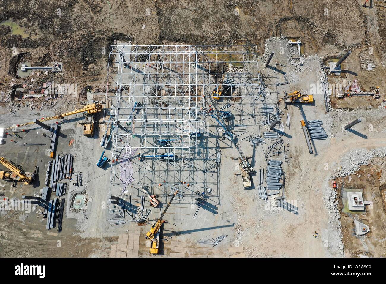 The Tesla Shanghai Gigafactory is under construction in Lingang ...