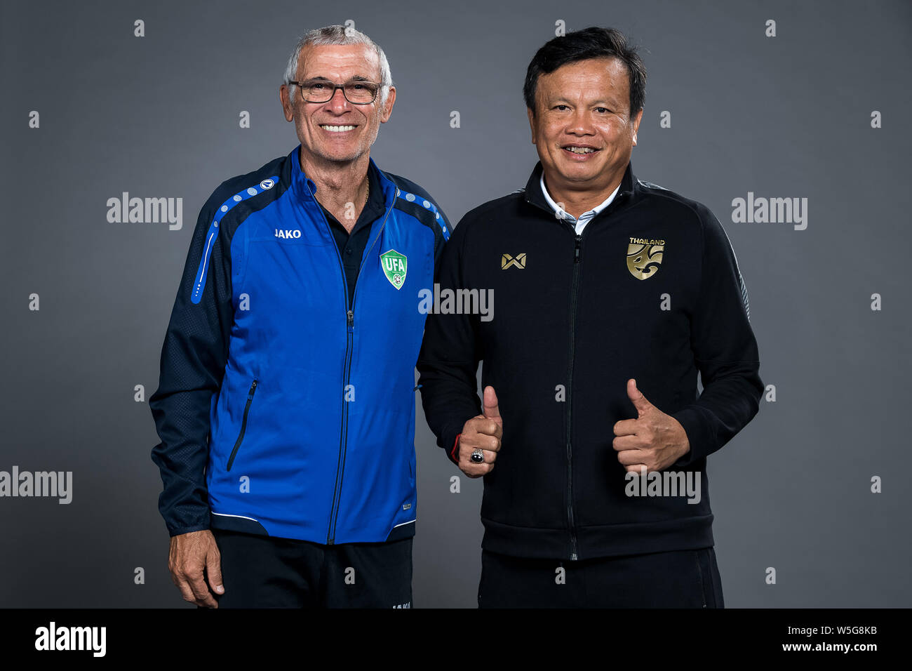 Head coach Sirisak Yodyardthai of Thailand national men's football team ...