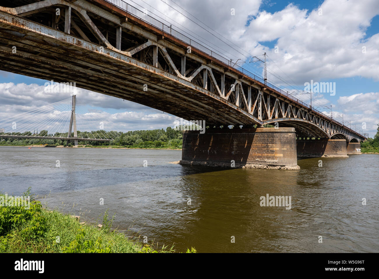 Poniatowski Bridge (Polish: Most Poniatowskiego) on Vistula River in ...