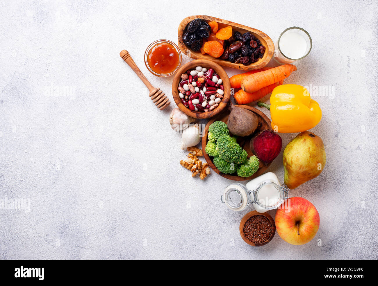 Products for healthy bowel. Food for gut Stock Photo - Alamy