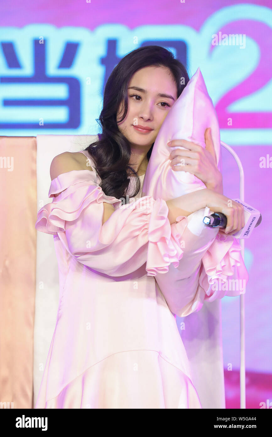 Chinese actress Yang Mi attends a promotional event for Downy in ...
