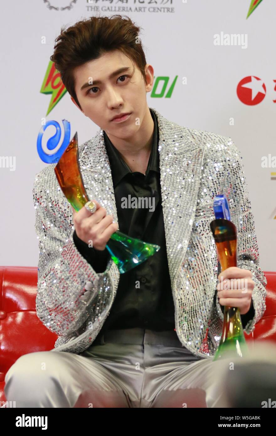 Singer and rapper Cai Xukun of Chinese boy group Nine Percent poses ...