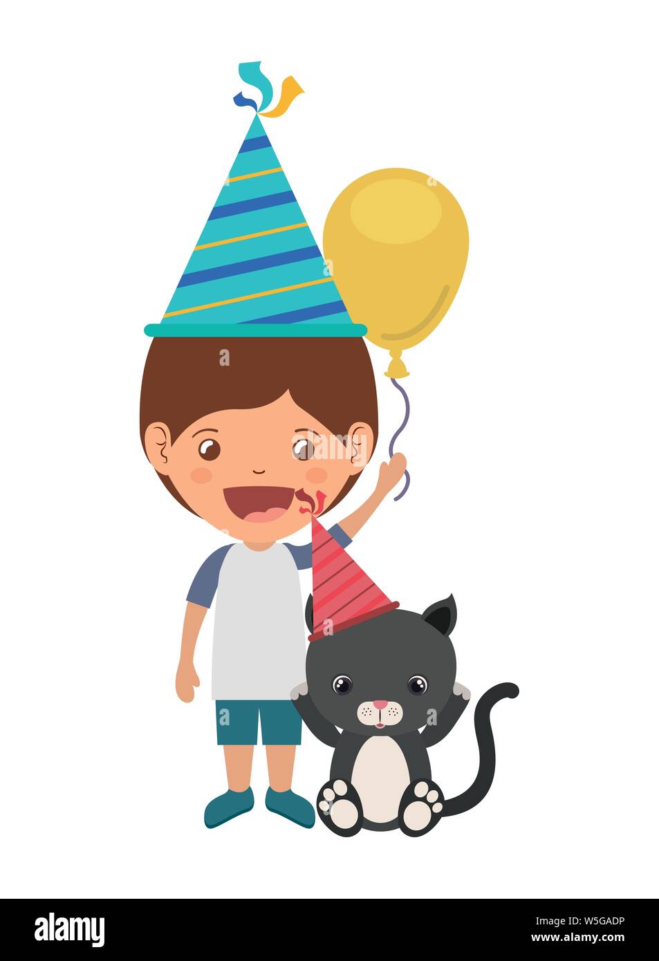 boy with cat in birthday celebration Stock Vector Image & Art - Alamy