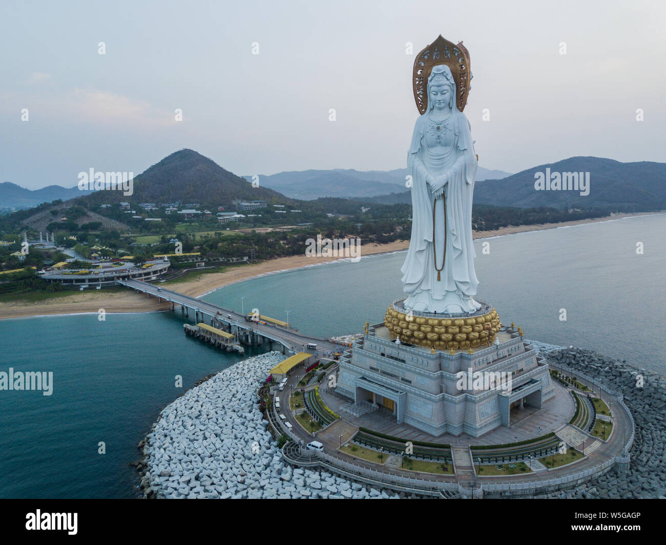 View of the Guanyin of Nanshan statue near the Nanshan Temple of Sanya ...
